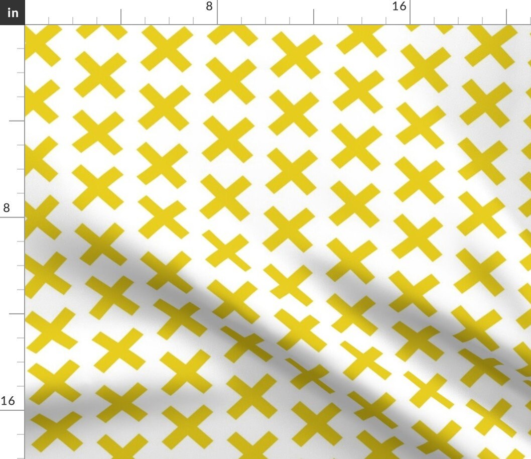 Yellows X Fabric Criss Cross Mustard By Elvelyckan - Etsy España