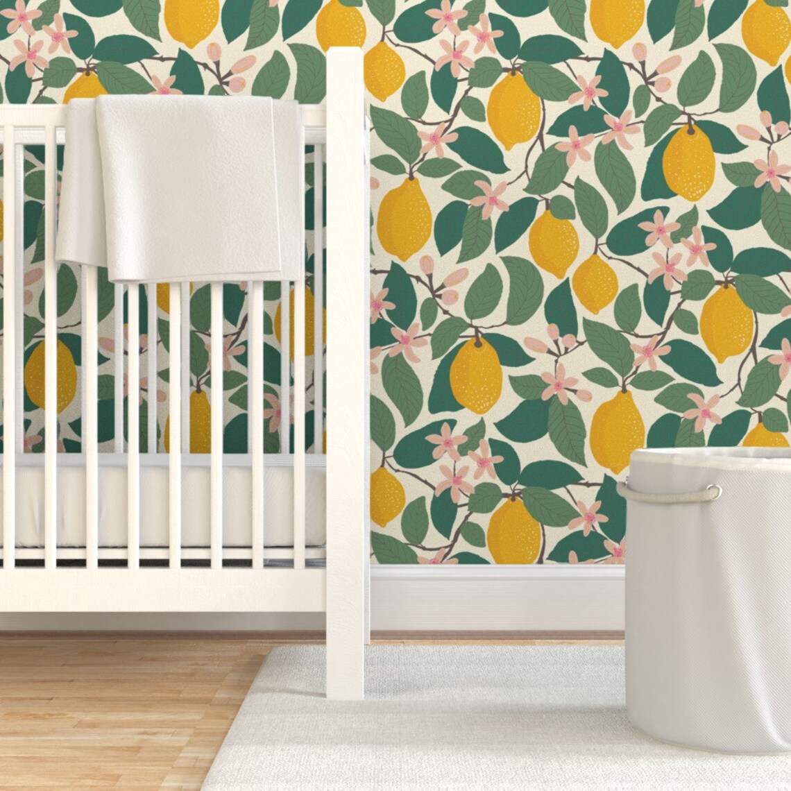 Lemon Botanical Wallpaper Lemon Tree by Rocketandindigo - Etsy