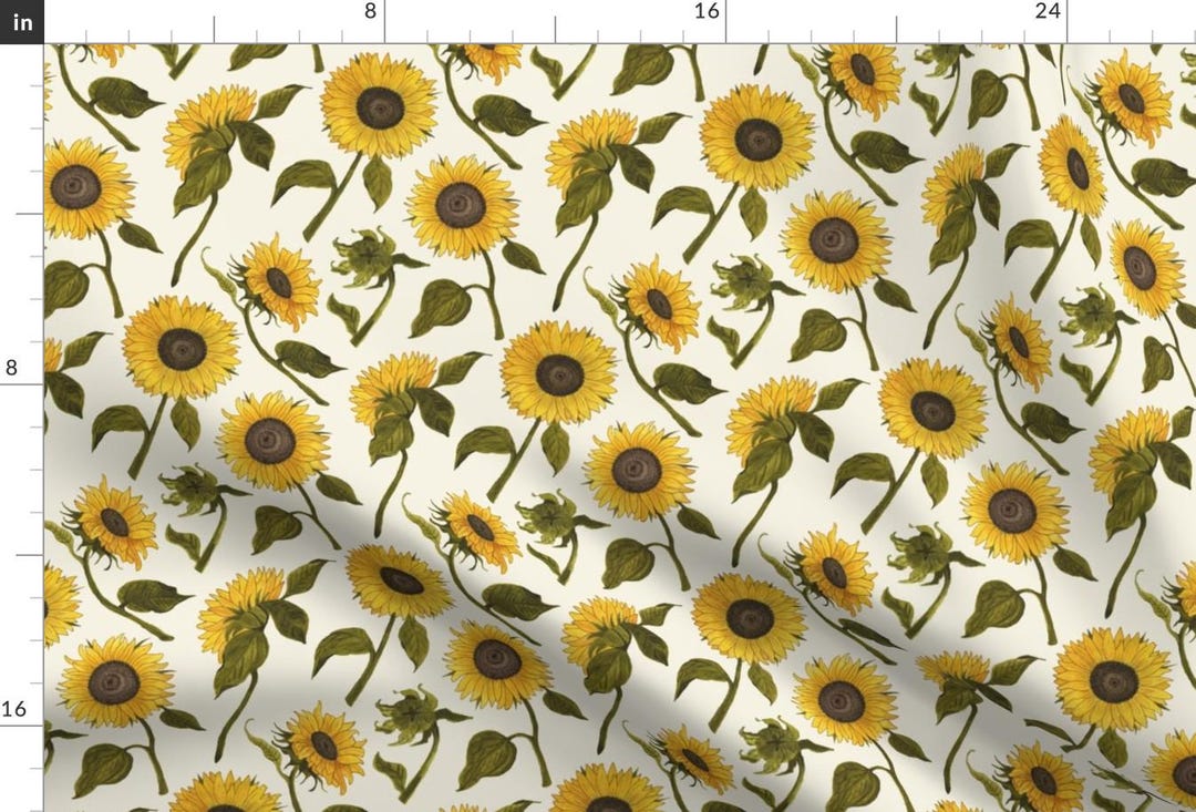Sunflowers Fabric - Sunflower Large by Angelastevens - Wildflower ...