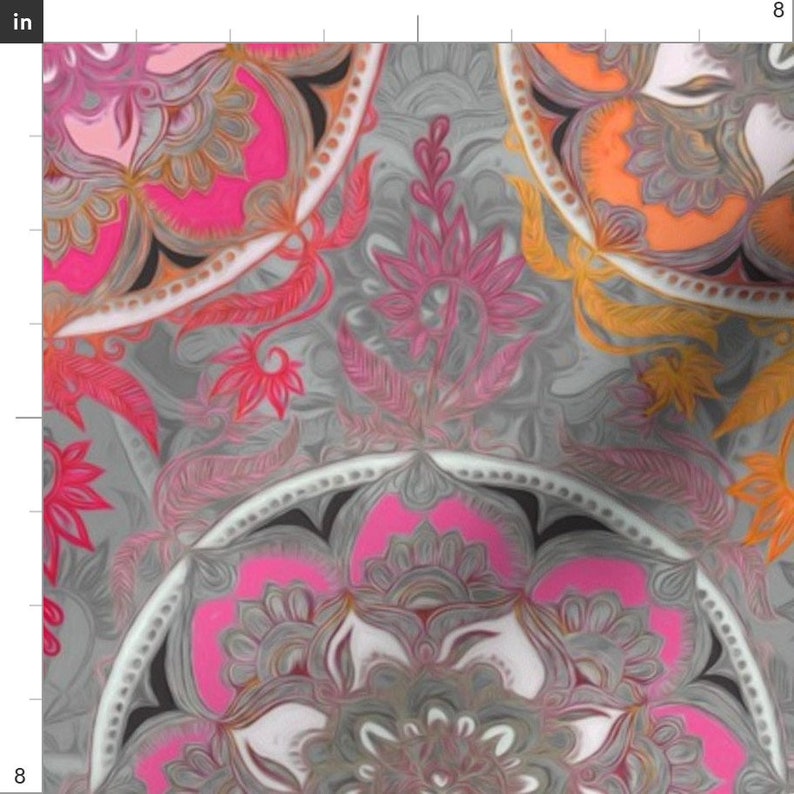 Boho Fabric Hot Pink Magenta Orange Super Boho Doodle | Etsy
