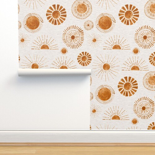 Boho Suns Wallpaper Golden Sun Sunshine Beach Peel and - Etsy