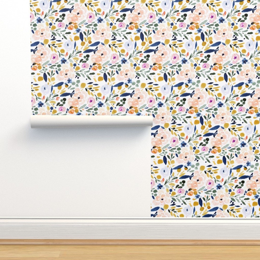 Floral Wallpaper Sierra-floral-rotate by Crystal Walen - Etsy