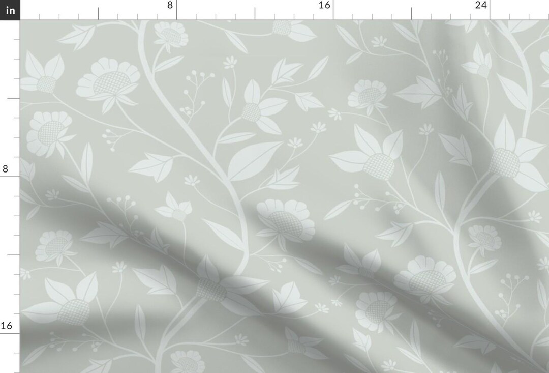Pale Sage Fabric - Annie's Vine by Marjorie_howe - Botanical Neutral ...