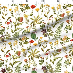 Botanicals Fabric Vintage Botanical Wildflowers Lg. by - Etsy