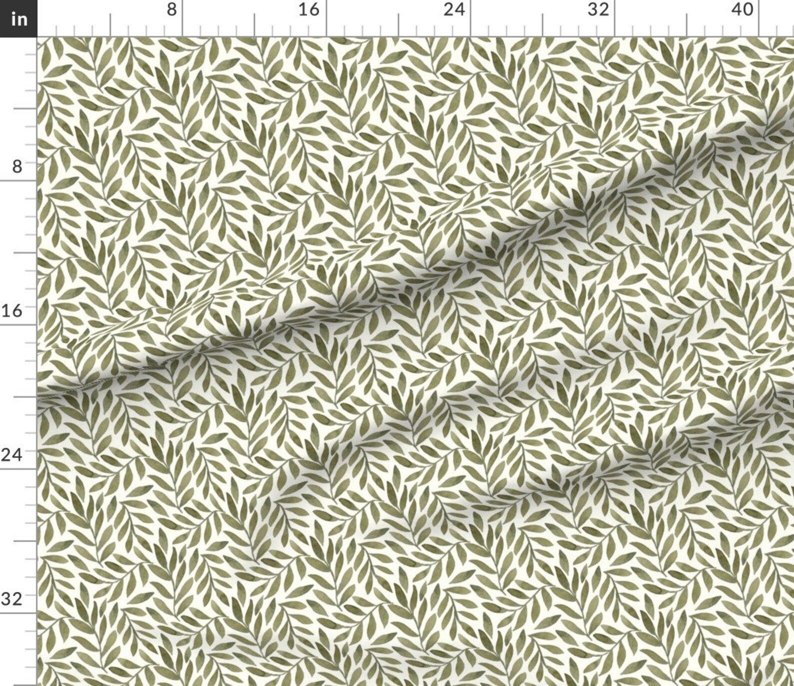 Leafy Green Fabric Green Leaves on Ivory by Bluebirdcoop - Etsy
