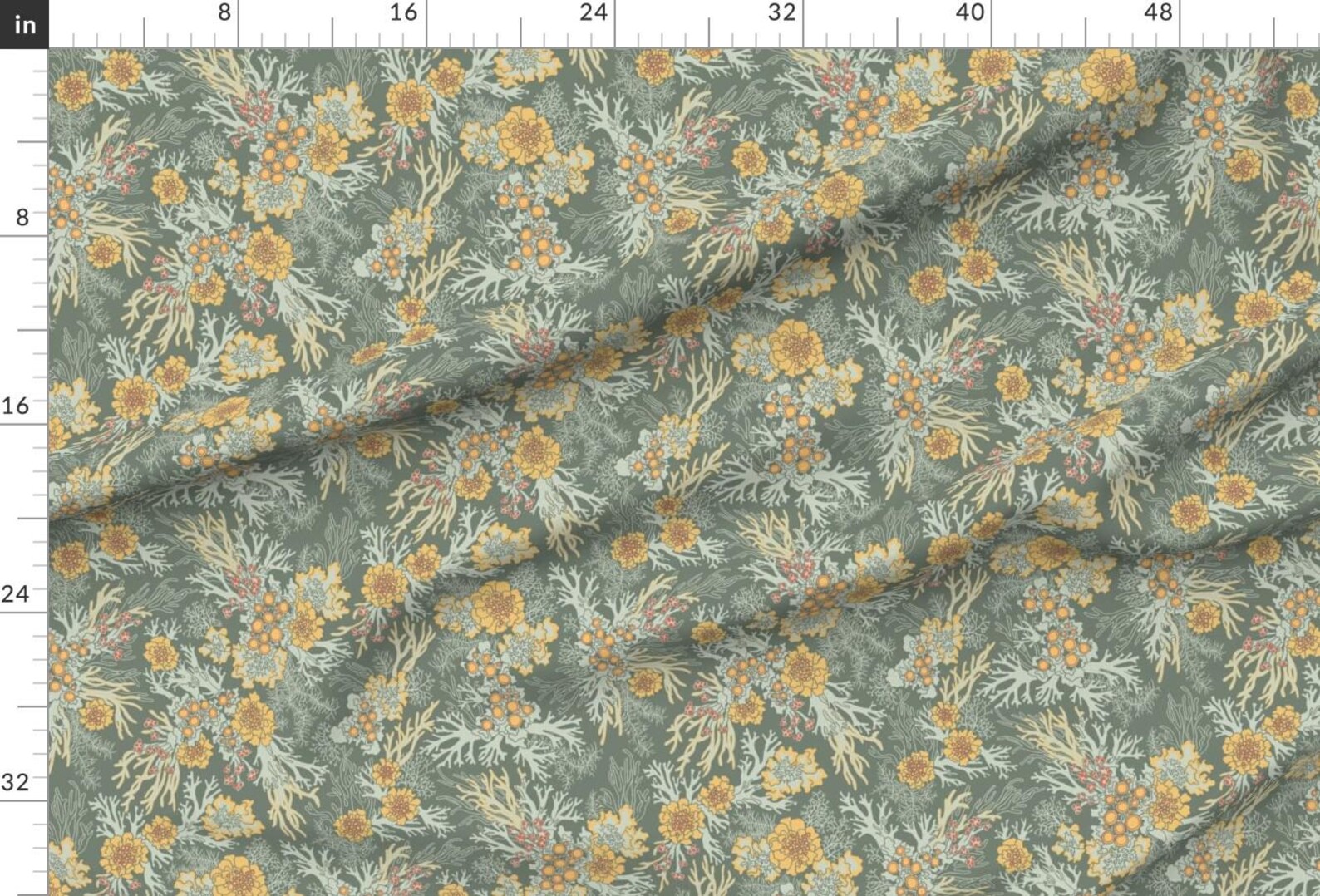 Lichen Fabric - Lichen by Simut - Fungus Nature Home Decor Green ...