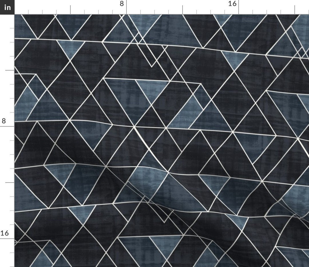 Geometric Indigo Blue Fabric Indigo Triangles by Crystal - Etsy