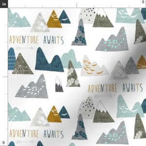 Adventure Fabric - Adventure Awaits (small) White by Nouveau Bohemian ...