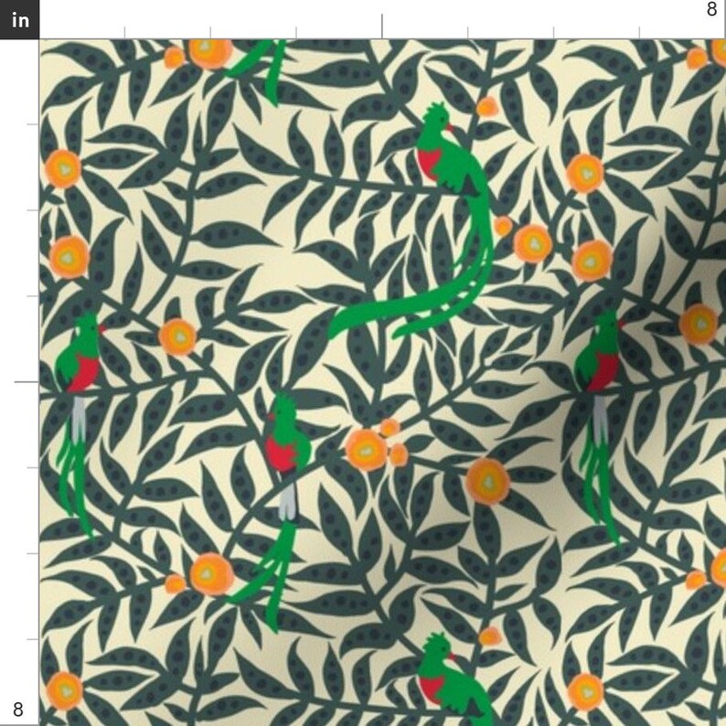 Tropical Botanical Jungle Fabric Quetzal Design C mellow | Etsy