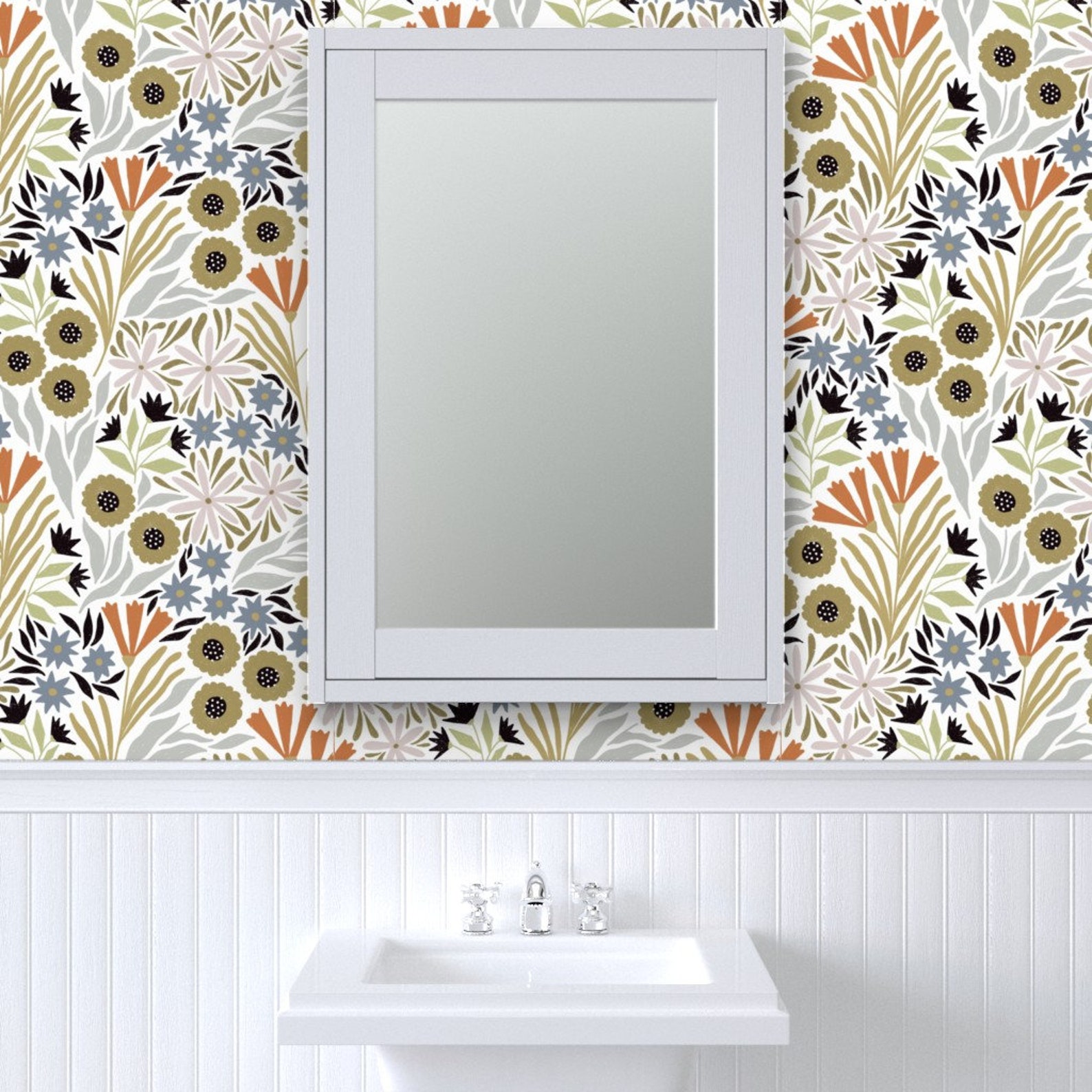 Flowers Wallpaper Adeline Floral by Amy Maccready Earth - Etsy