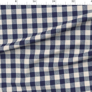 Navy and Cream Gingham Fabric Small Buffalo Check Navy // Cream by ...