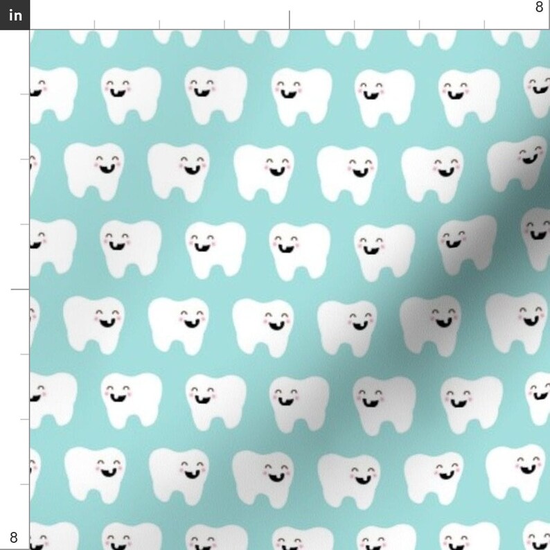 Teeth Fabric Tooth's Toof in Blue by Nadia Hassan | Etsy