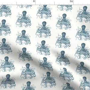 Octopus Fabric Tiny Octopus in Sea by Willowlanetextiles Nautical Sea ...