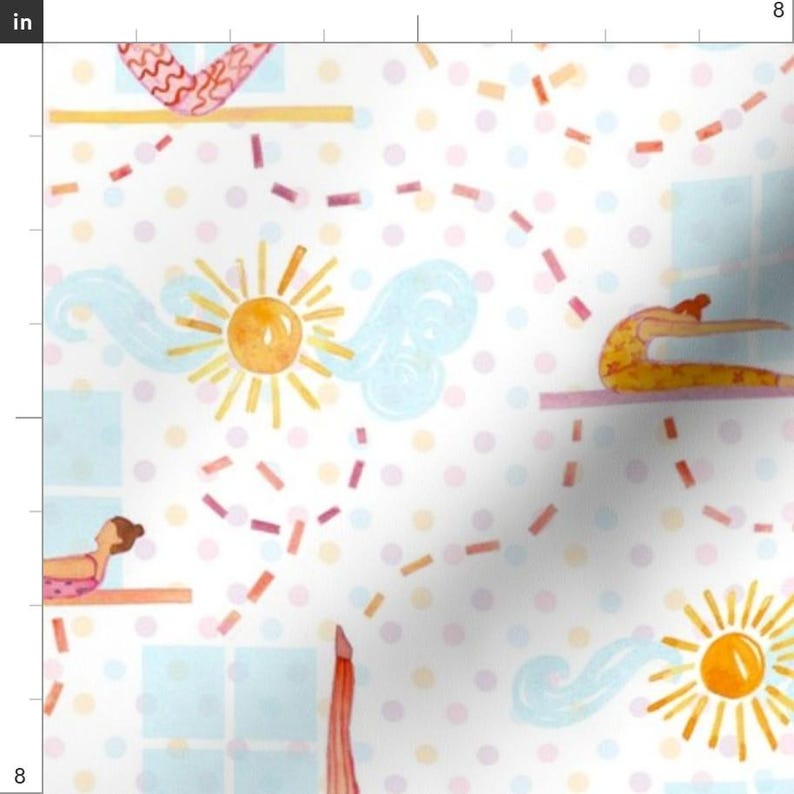 Sunshine Pilates Illustration Fabric - Morning Pilates - Watercolor by ...