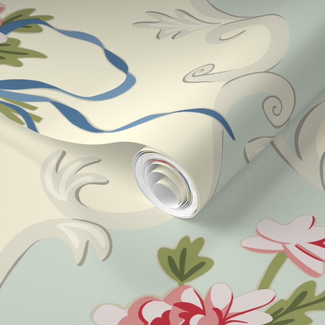 Rococo Wallpaper French Victorian Bows by Trinetollefsen - Etsy
