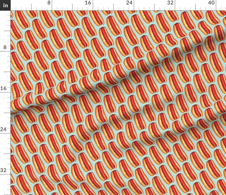 Classic Hot Dog Fabric Hot Dog by Kellygilleran Retro Hot | Etsy