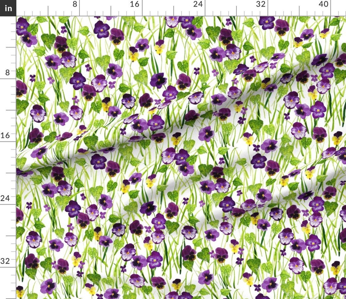 Pansy Fabric Pansies White by Katebillingsley Spring Flower - Etsy