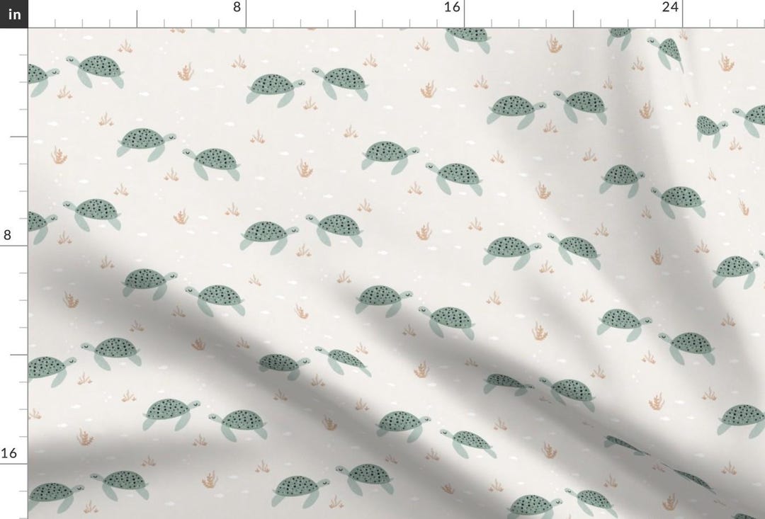 Boho Sea Turtles Fabric - Sea Turtle by Kimsa - Coastal Nautical Sea ...