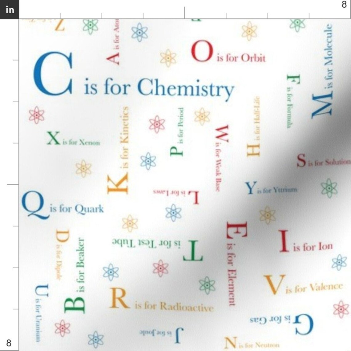 Scientific Alphabet Fabric C is for Chemistry by Robyriker - Etsy