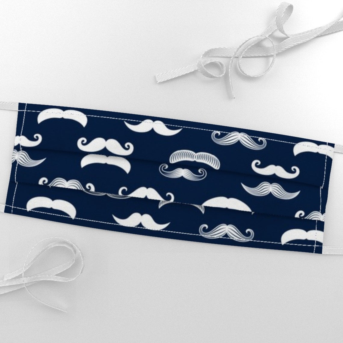 Facial Hair Fabric Mustaches on Navy by Littlearrowdesign | Etsy