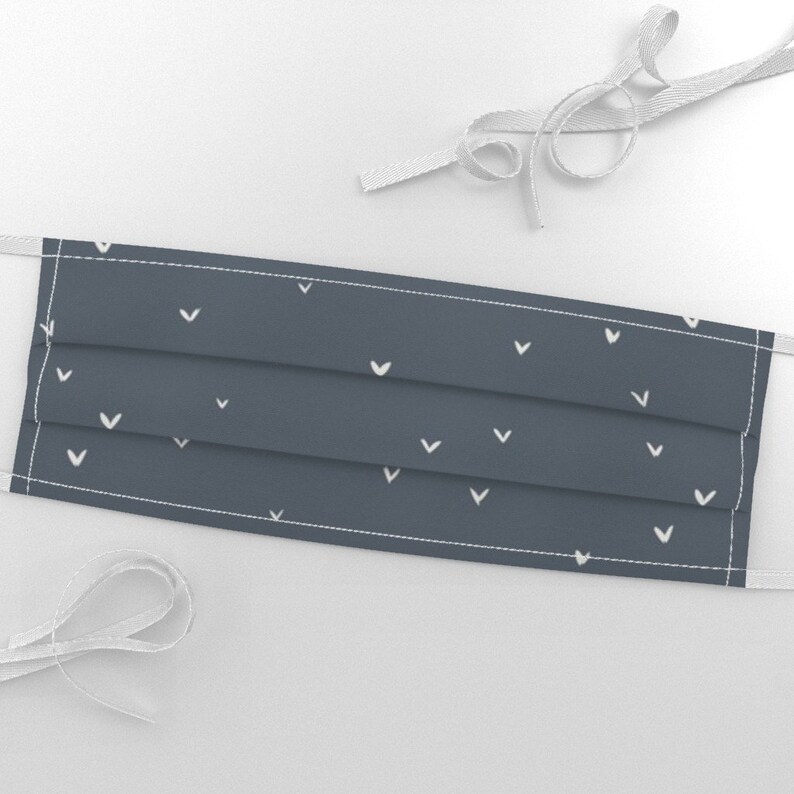 Micro Scale Hearts Fabric Blue Grey Tiny Love Hearts on Dark | Etsy