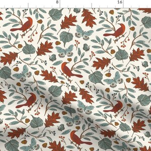 Red Bird Fabric Red Bird Ivory by Fernlesliestudio Red Bird Traditional ...