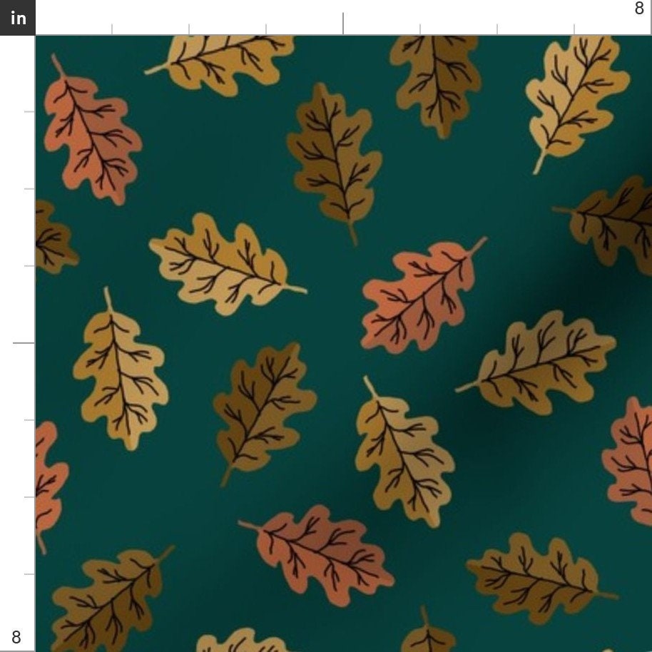 Oak Leaves Fabric Oak Leaf Fabric Autumn Leaves Fabric | Etsy