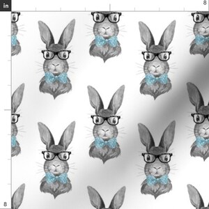 Bunny Fabric 4 Bunny With Glasses Black and White by Shopcabin Bunny ...