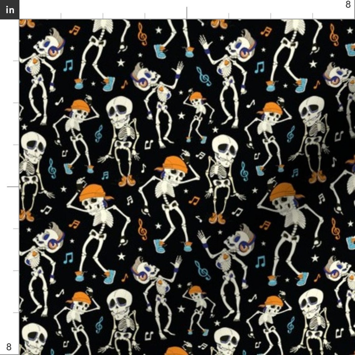 Skeletons Fabric Dancing Skeletons Halloween by Oksancia | Etsy