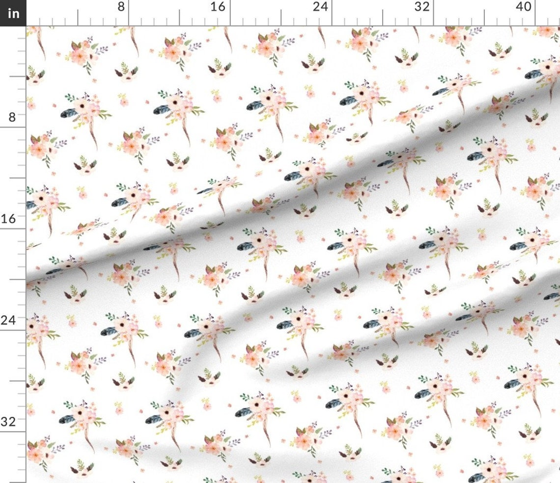 Boho Floral Fabric 7 Boho Pink / Mix Match Print by - Etsy