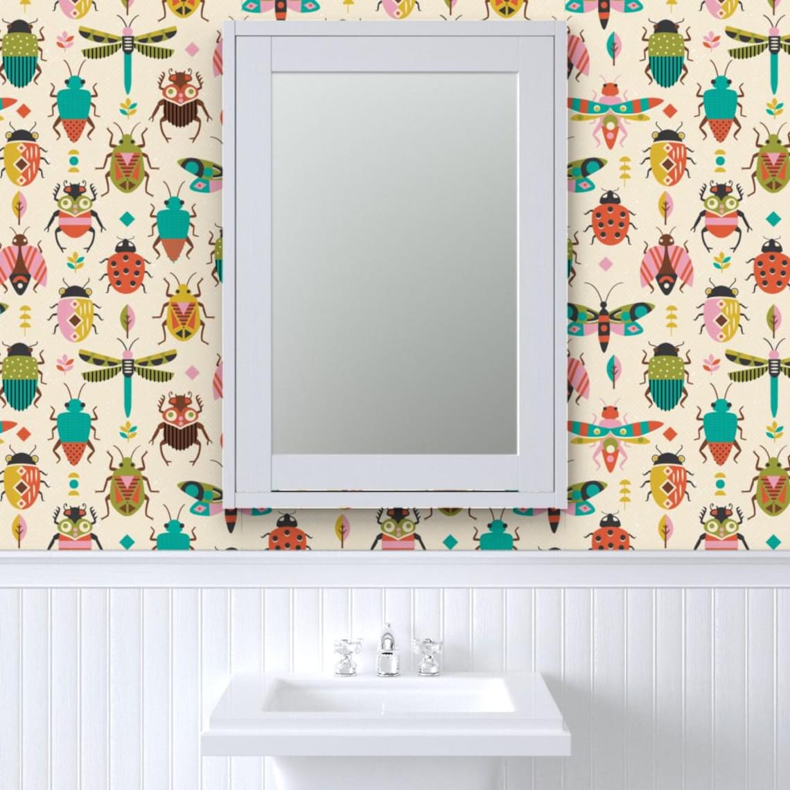 Retro Bugs Removable Peel and Stick Wallpaper - Butterfly Beetles ...