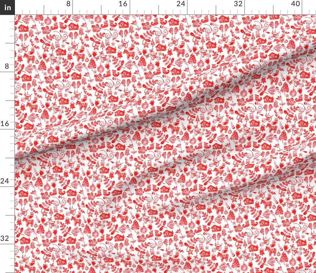 Mod Scandi Winter Fabric Red Christmas by Emmaallardsmith | Etsy