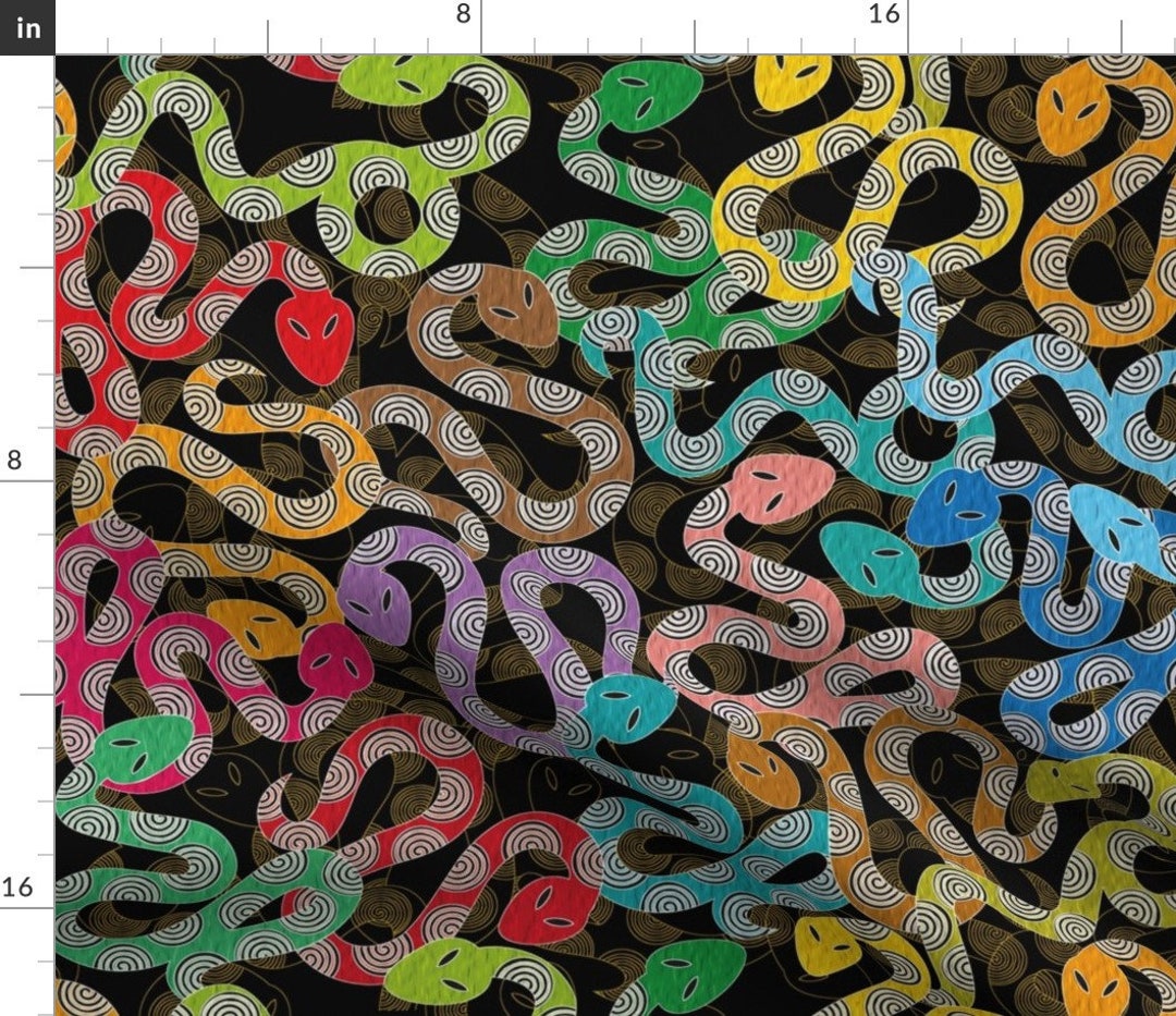 Snake Fabric Snakes by Cassiopee Snake Rainbow Colorful Serpent Tribal ...