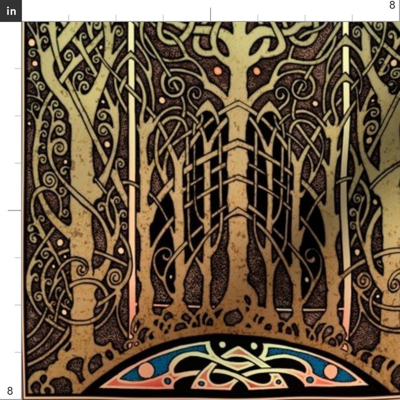 Celtic Knotwork Fabric Tanglewood Celtic Tree Design by - Etsy