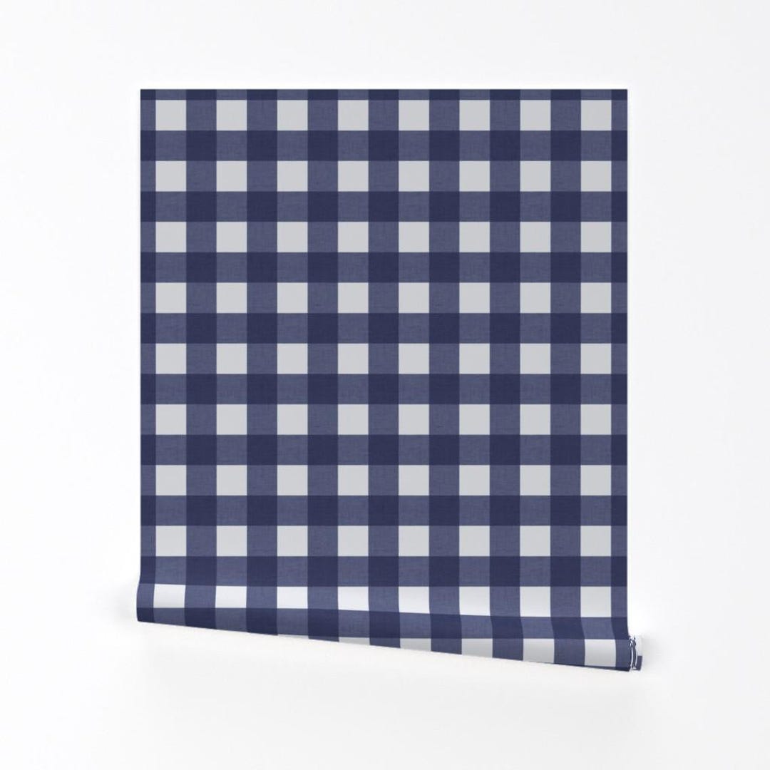 Buffalo Check Wallpaper - Buffalo Check - Navy by Jillbyers - Buffalo ...