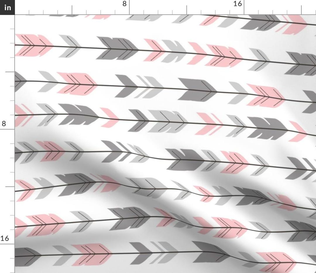Arrow Fabric Arrow Feather Grey/pink Rotated Meadow Sunrise by ...
