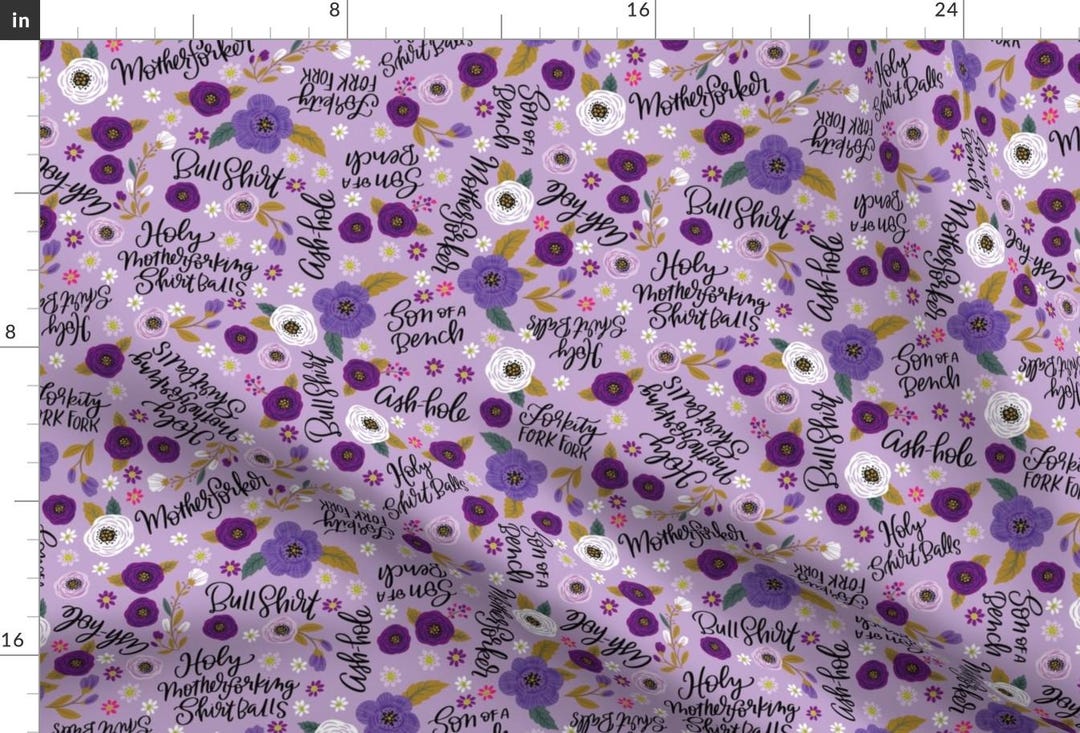 Swear Words Fabric Cute Not so Sweary Toss Purple by Cynthiafrenette ...