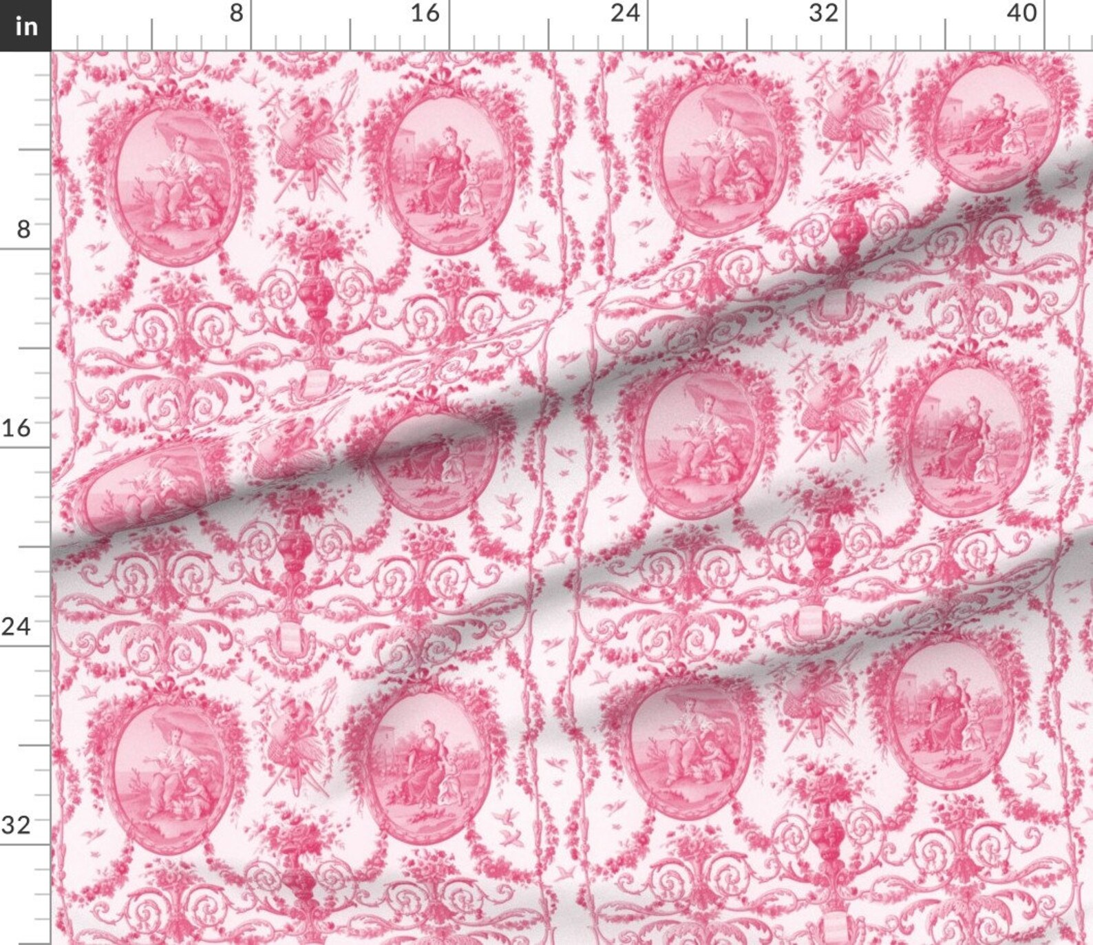 Romantic Pink Rococo Fabric Pink Rococo Harvest by - Etsy