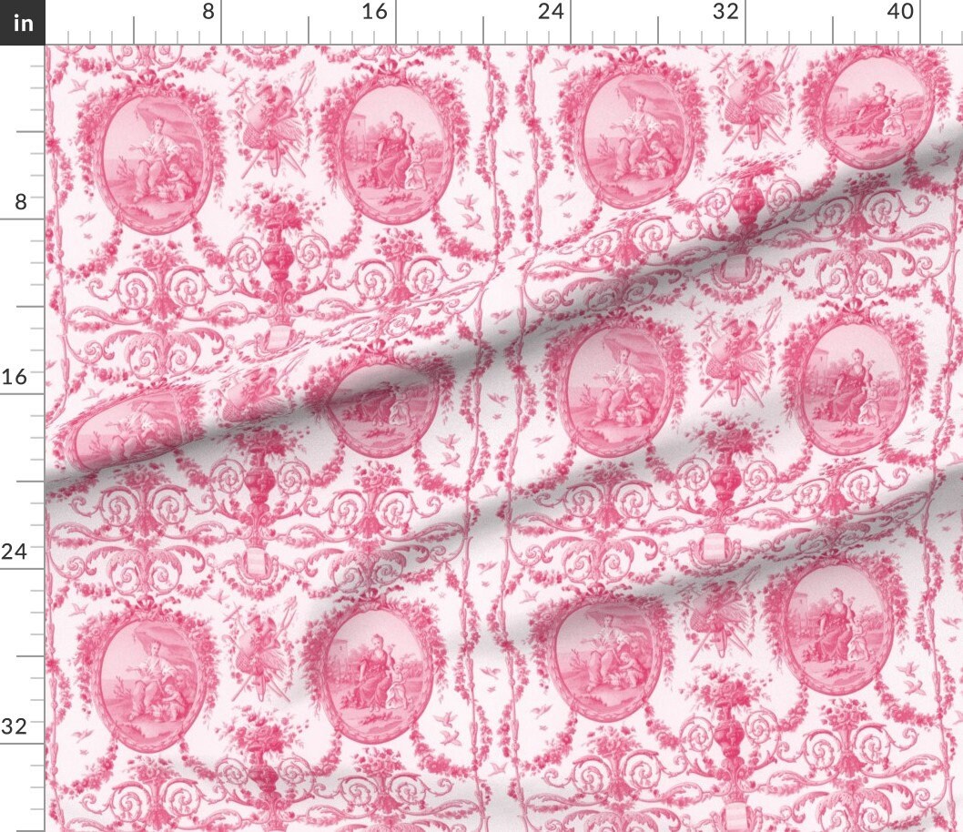 Romantic Pink Rococo Fabric Pink Rococo Harvest by - Etsy