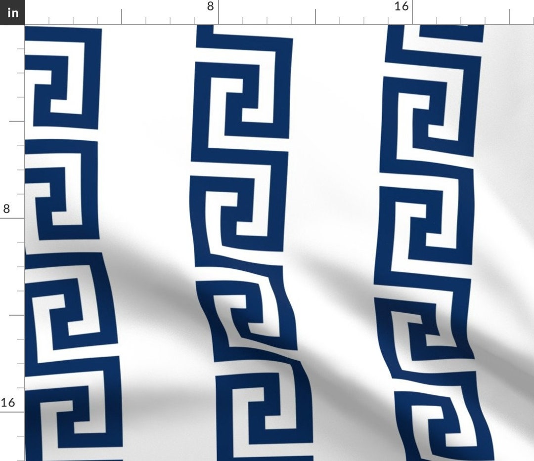 Greek Key Fabric Greek Key Stripe Navy by Danika Herrick - Etsy
