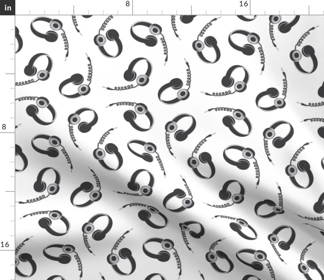 Headphones Fabric Headphones on White by Littlearrowdesign - Etsy