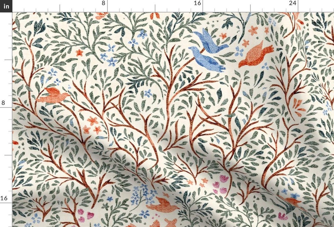 Whimsical Fabric - Birds and Branches by Mona_ahmed - Cottagecore ...