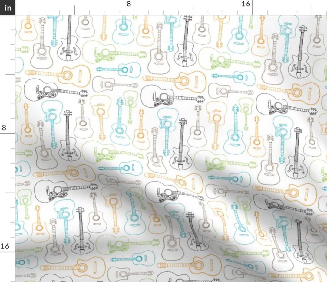 Rock Music Instrument Guitar Pattern Fabric by Little Smile Makers ...