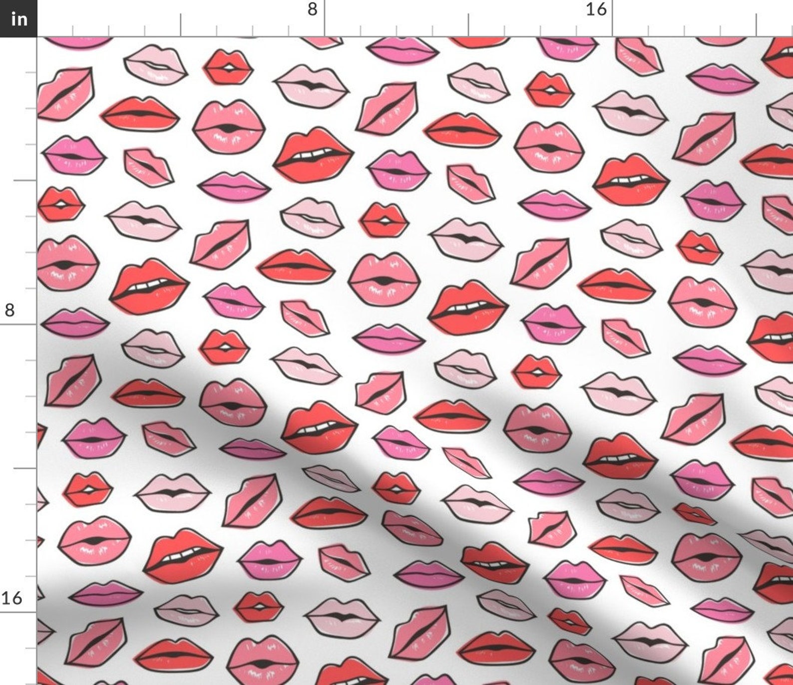 Love Fabric Lips Kiss Valentine Lipstick Love Red Pink by Caja Design ...