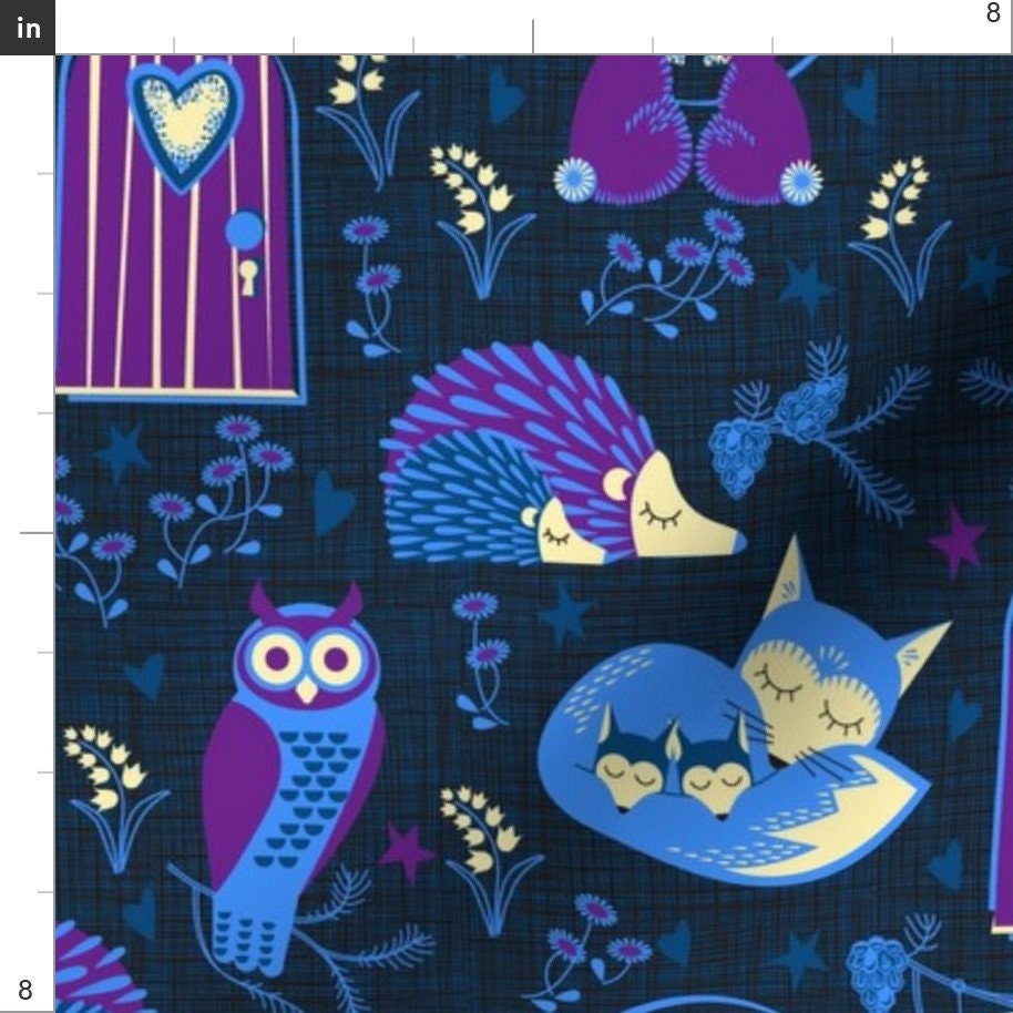 Bedtime Fabric Sleepy Time by Cjldesigns Blue Purple Baby | Etsy