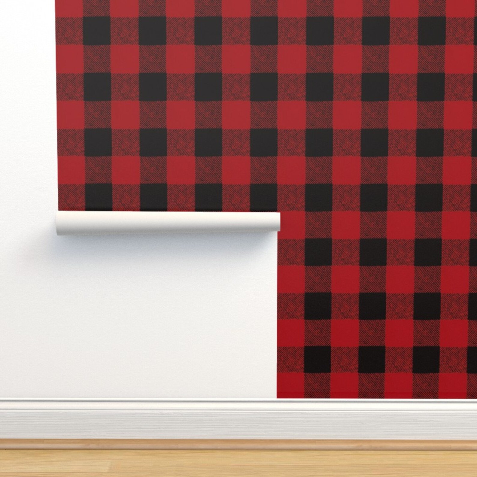 Buffalo Check Wallpaper Red Black Flannel by - Etsy