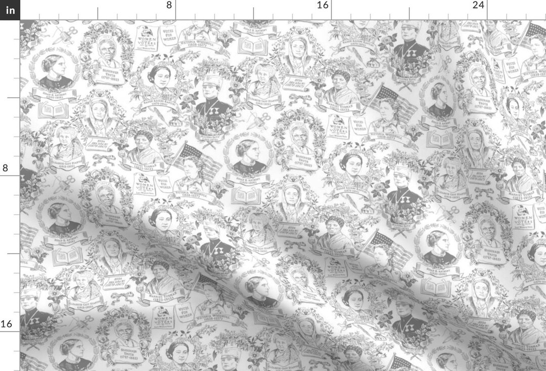 Feminist Fabric Feminist Pioneers Gray Small by Vinpauld Suffragette ...