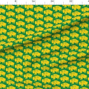 Bison Fabric Bison Print Green Gold by Kelly Korver | Etsy