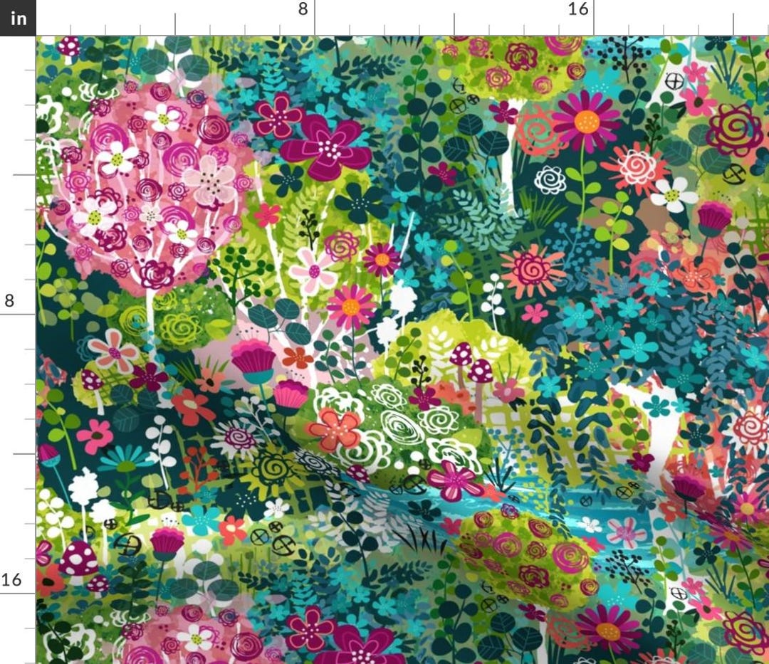 Bold Spring Garden Fabric Monet's Garden by Sarah Treu Floral Flowers ...