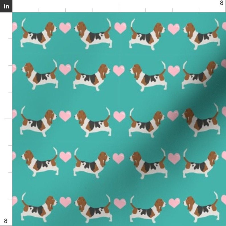 Basset Hound Fabric Basset Hound Love Fabric Cute Valentines - Etsy